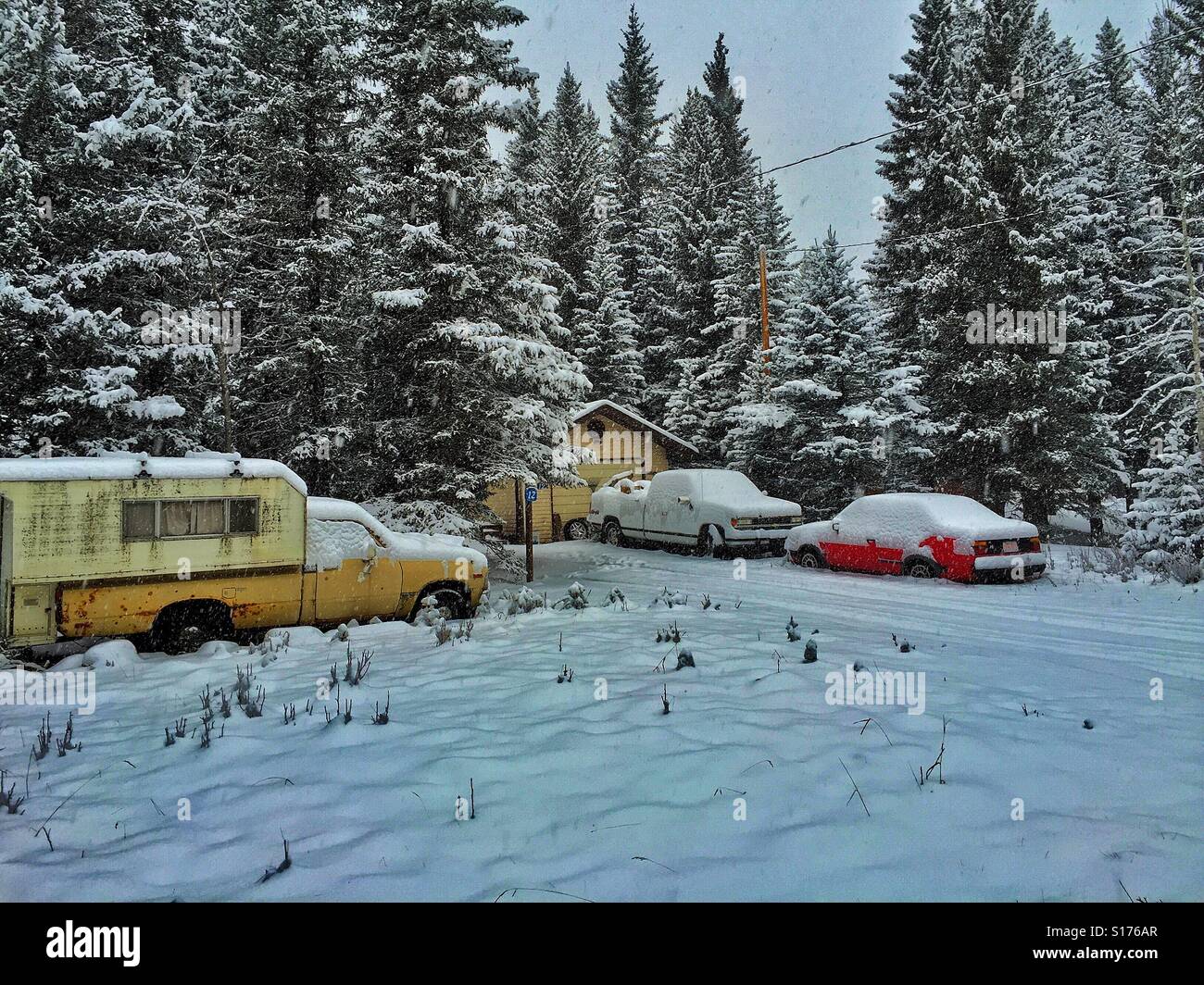 Three blue white vehicles hi-res stock photography and images - Alamy