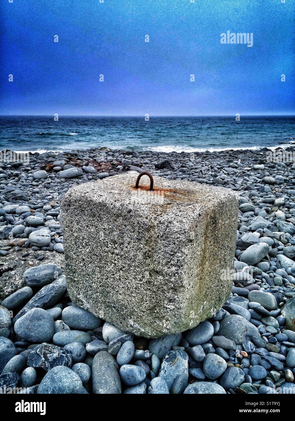 Concrete boulder sea defence Stock Photo - Alamy