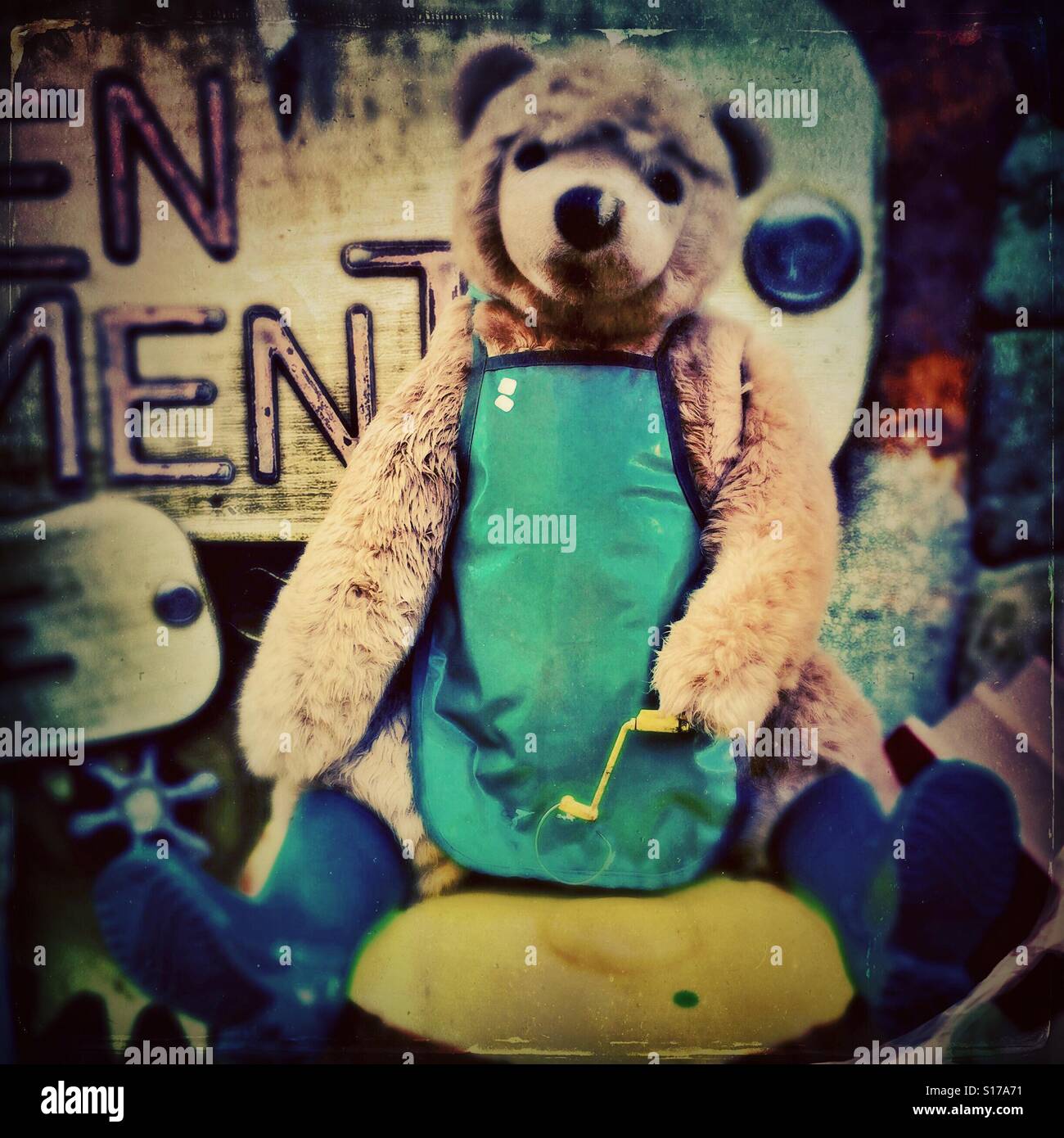 Teddy bear gets ready to blow bubbles Stock Photo - Alamy