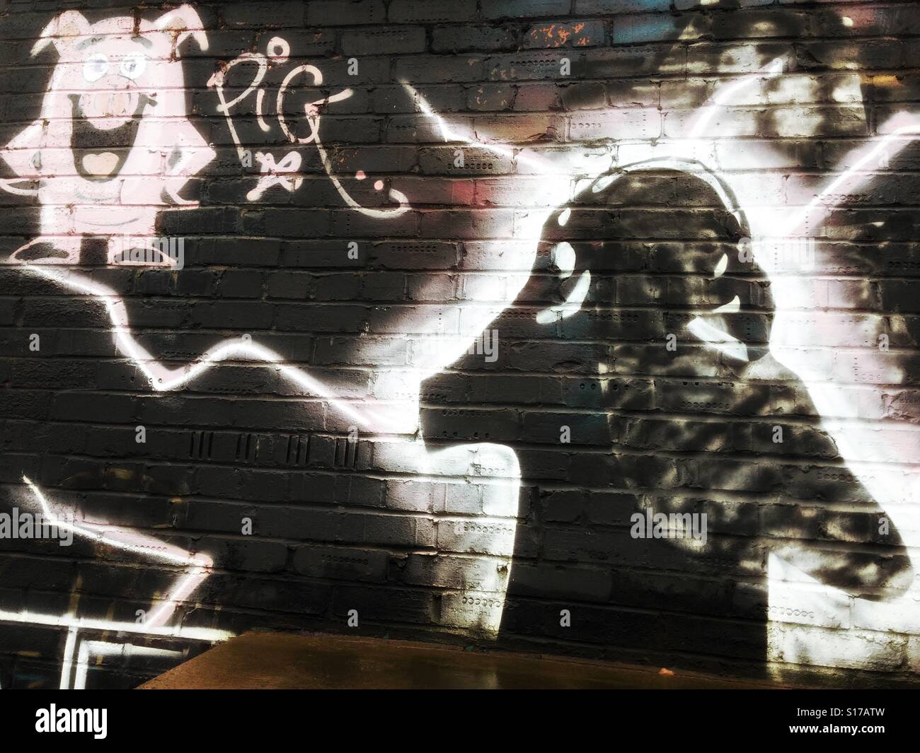 Pig and Disk jockey graffiti Stock Photo - Alamy