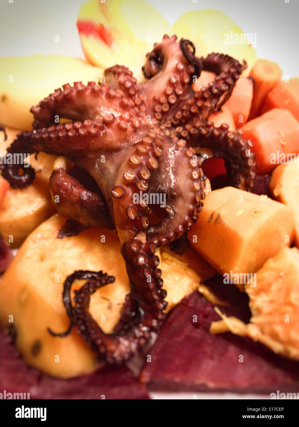 Meal with octopus Stock Photo - Alamy