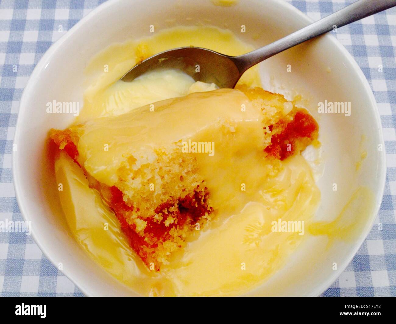 Homemade golden syrup sponge pudding and custard Stock Photo - Alamy