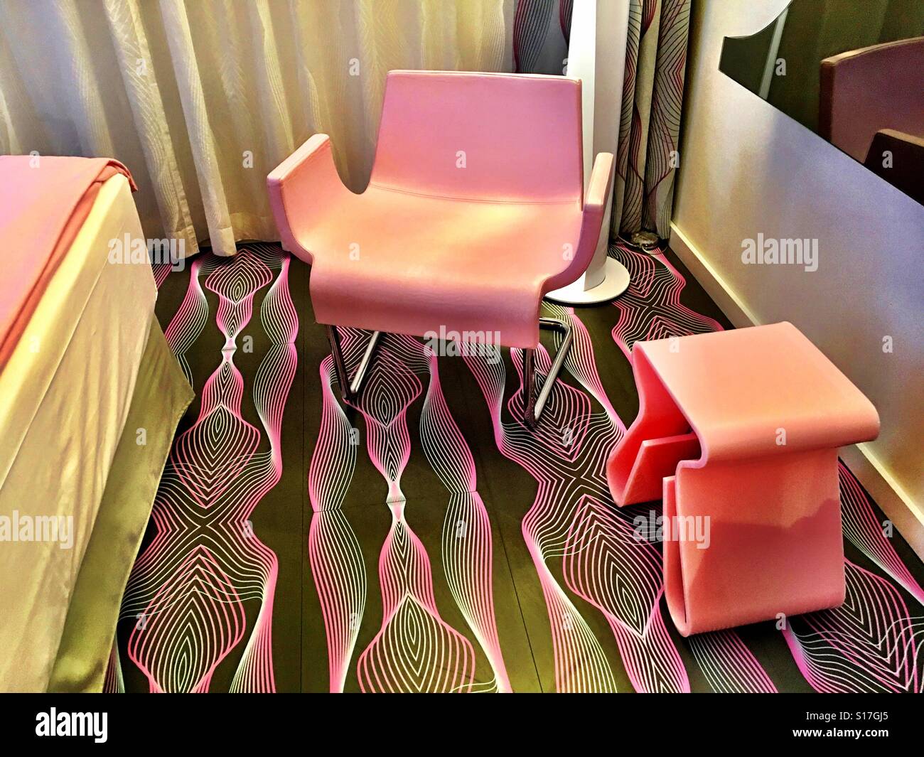 A pink hip hotel room in Berlin, Germany at the NHow Hotel Stock Photo ...