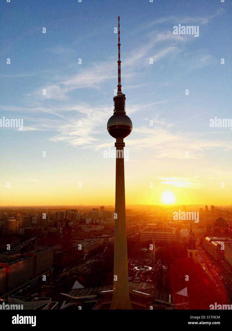 Sunset at Fernsehturm tower in Berlin, Germany Stock Photo - Alamy