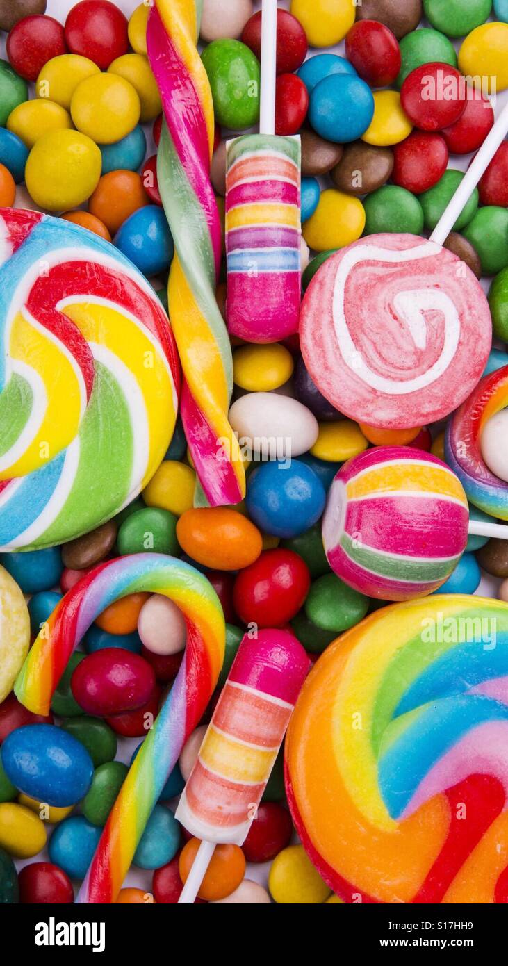 Different combination of colorful candy sweets Stock Photo - Alamy