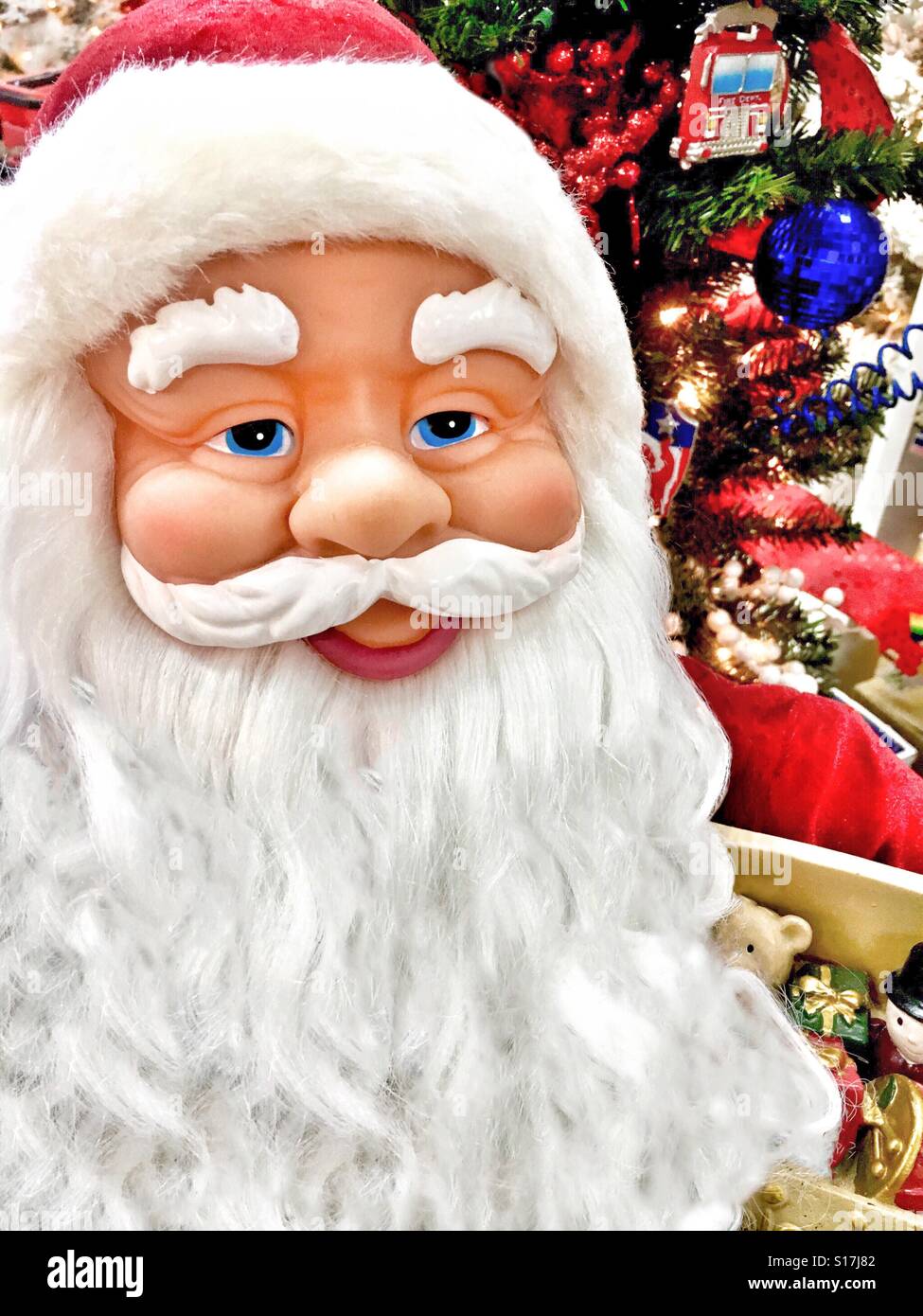 Santa Claus and tree Stock Photo - Alamy