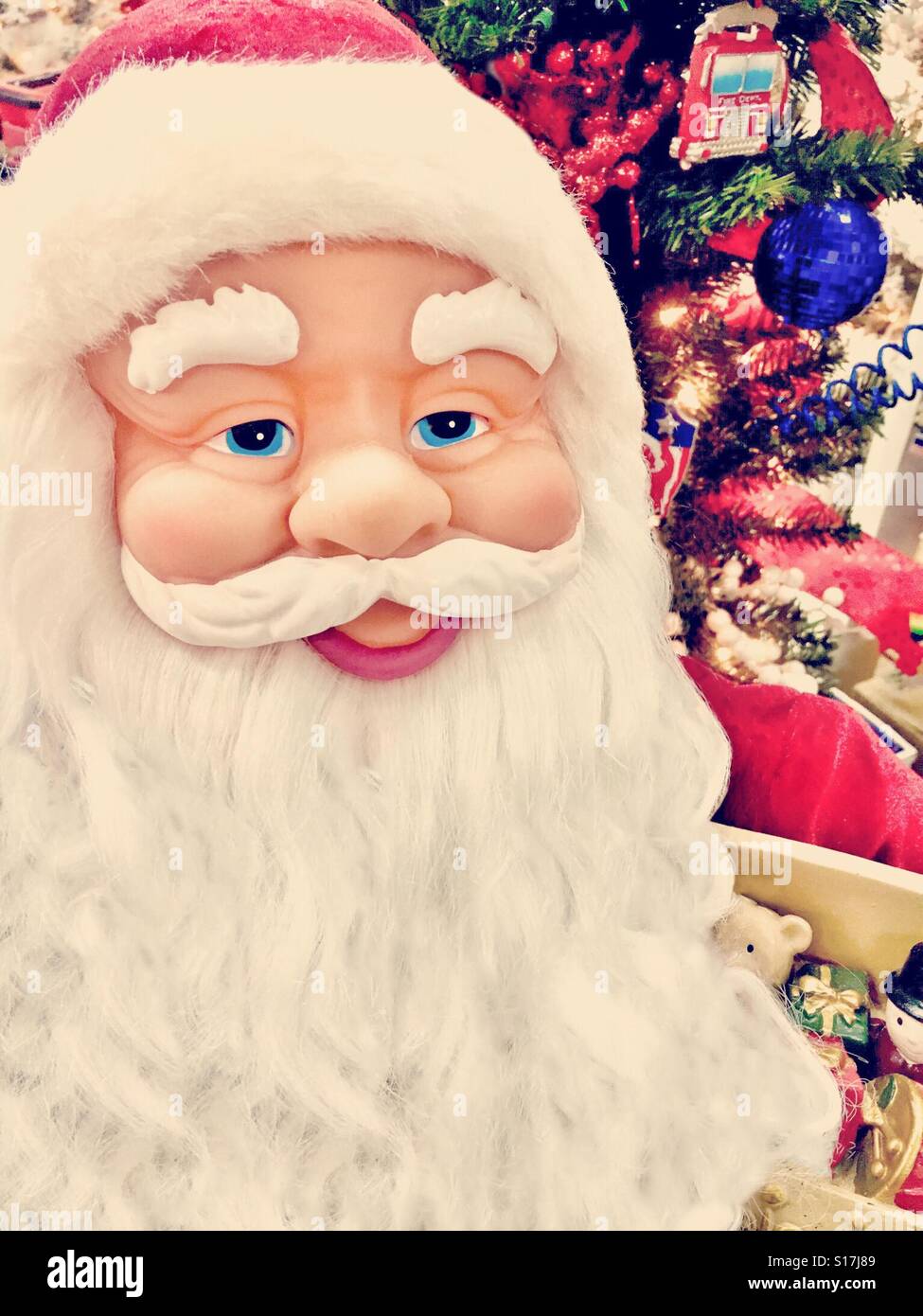 St. Nick, Christmas tree and presents Stock Photo - Alamy