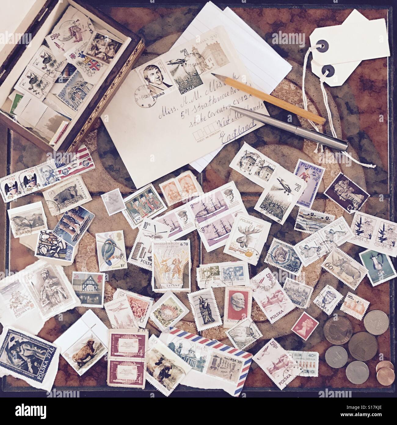 Vintage stamp collection Stock Photo - Alamy