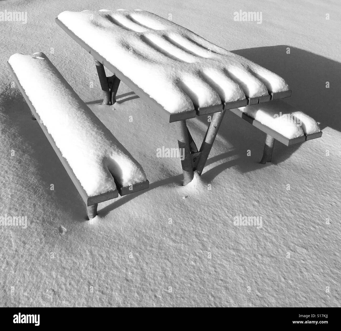Picnic table with bench Black and White Stock Photos & Images - Alamy