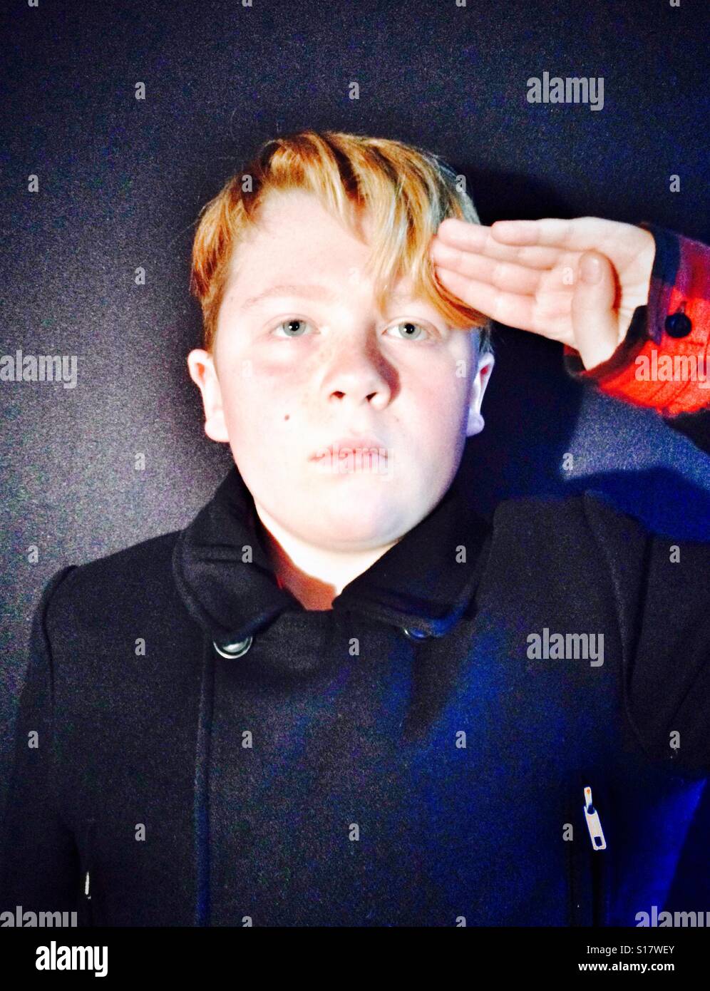 Young boy military salute Stock Photo - Alamy