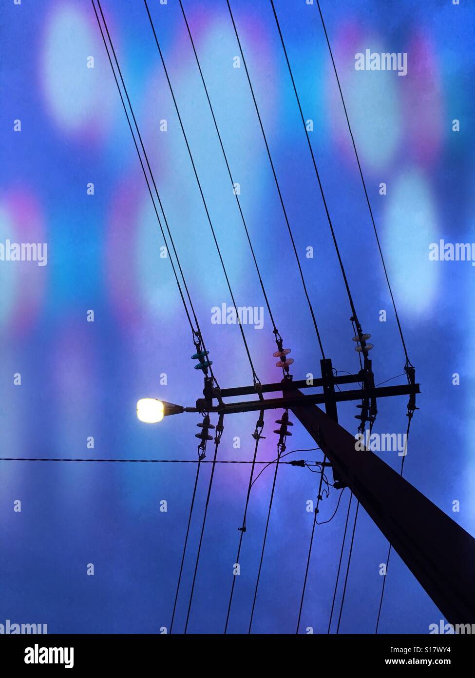 Street light and power lines Stock Photo - Alamy