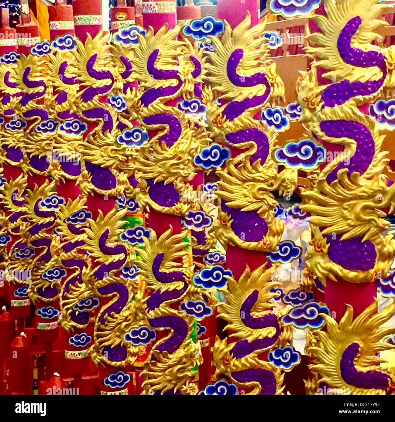 Giant incense sticks with dragon motif, Singapore Stock Photo - Alamy