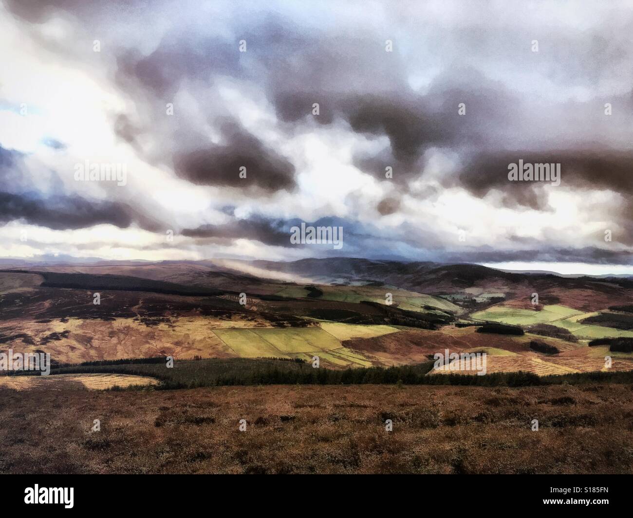 The Tweed valley viewed from Minch Moor on the Innerleithen mountain ...