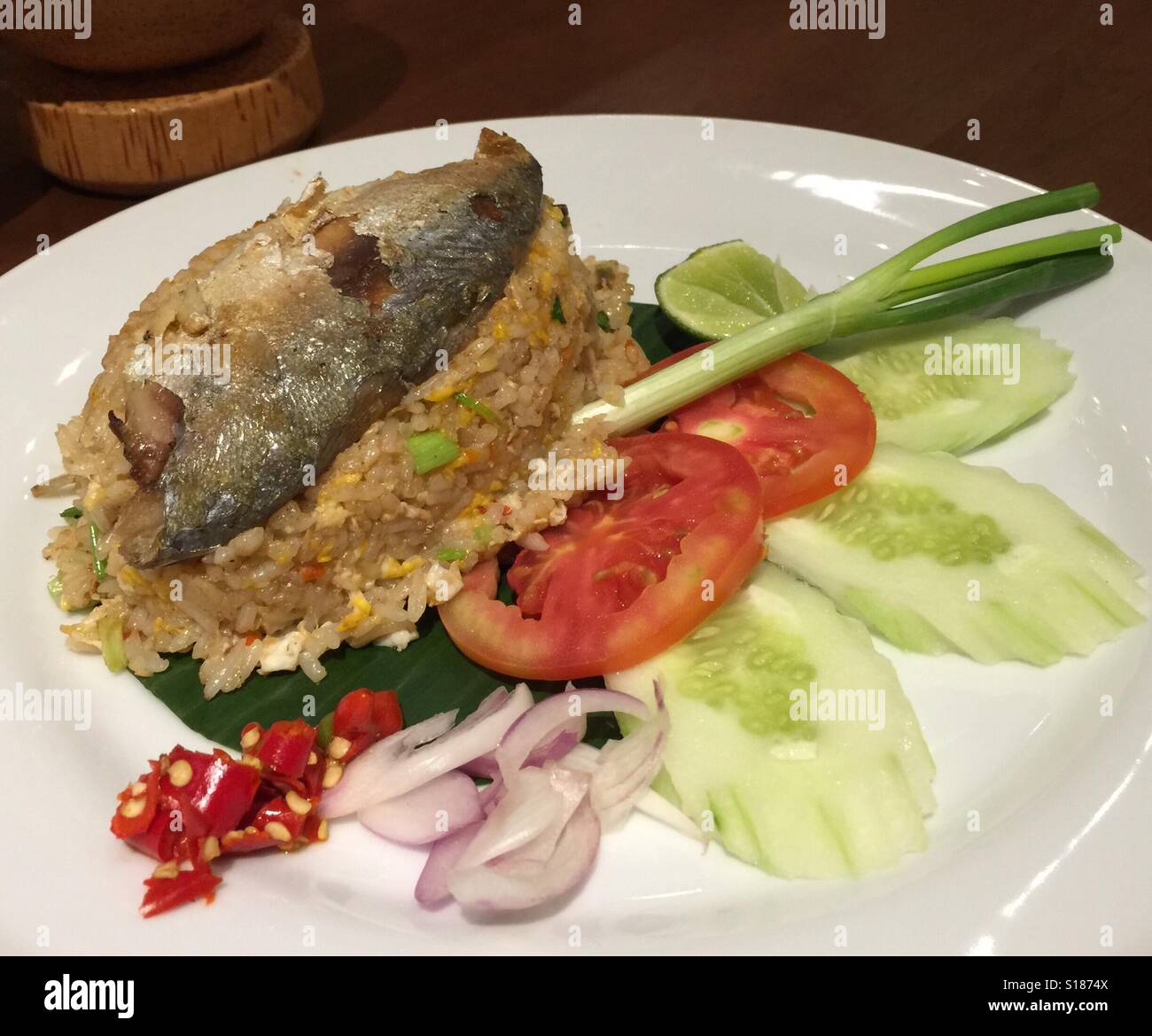 Thai food - Pla Too Khao Kapi (shrimp rice served with Thai fried ...