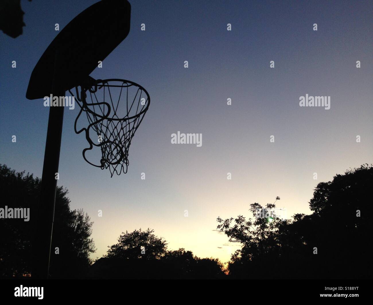 Silhouette Of Basketball Hoop High Resolution Stock Photography and ...