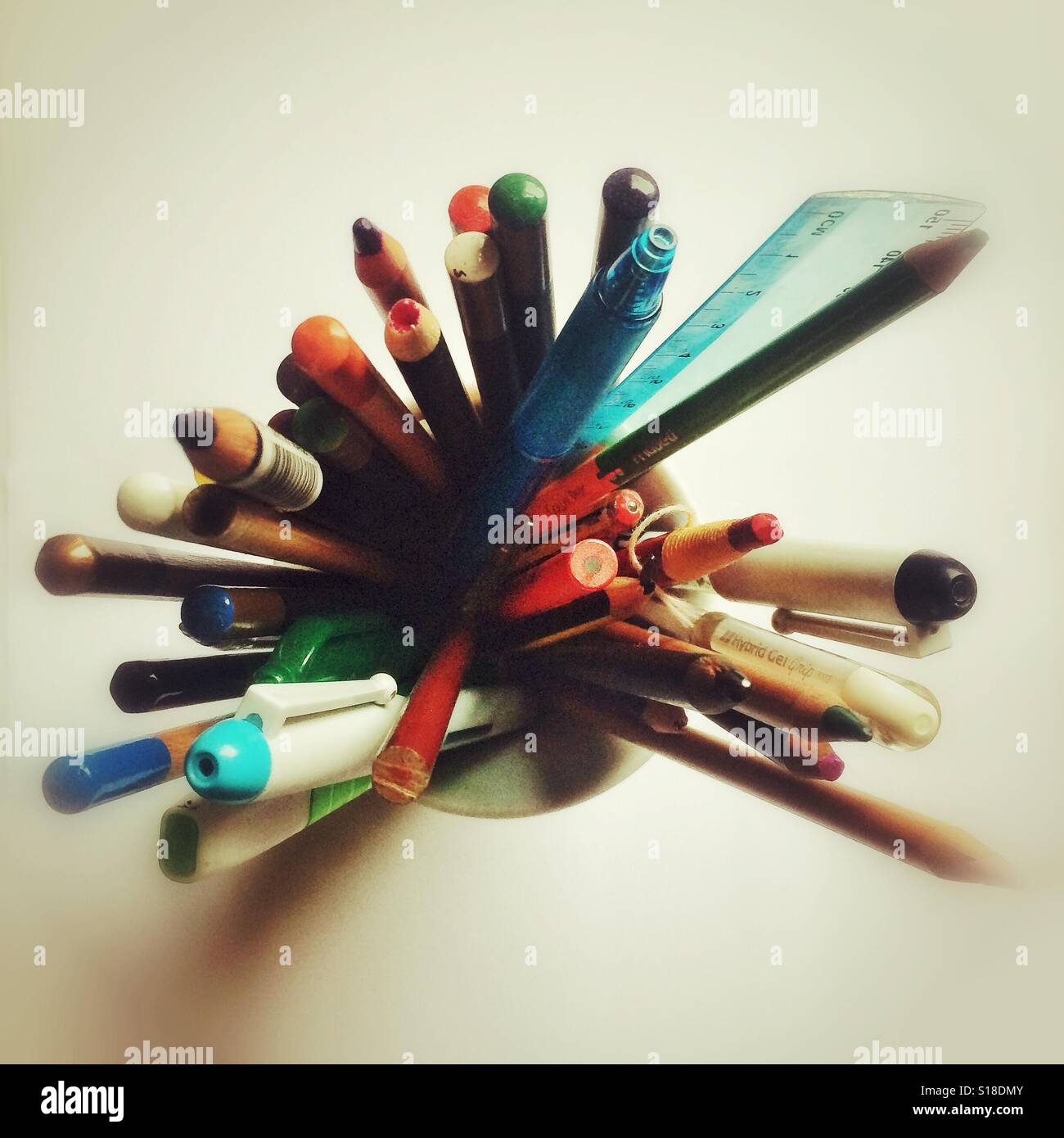 An array of pencils and pens Stock Photo - Alamy