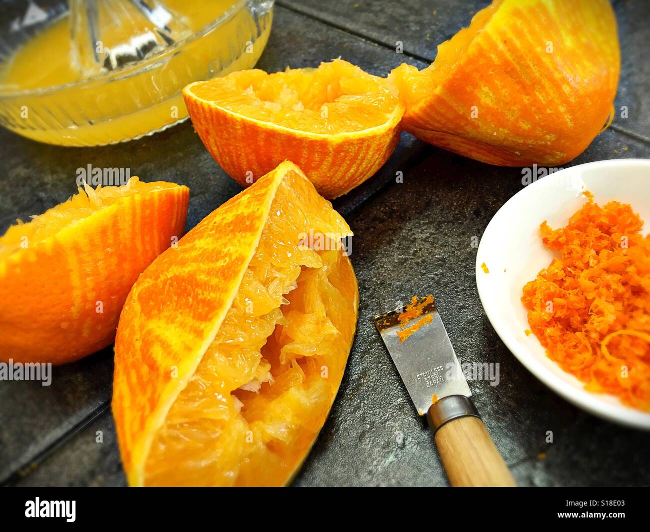 Oranges that have been zested and juiced Stock Photo - Alamy