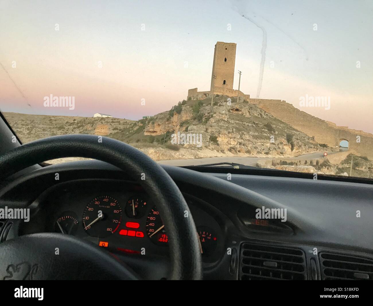 Ruins of castle viewed from the inside of a car Stock Photo - Alamy