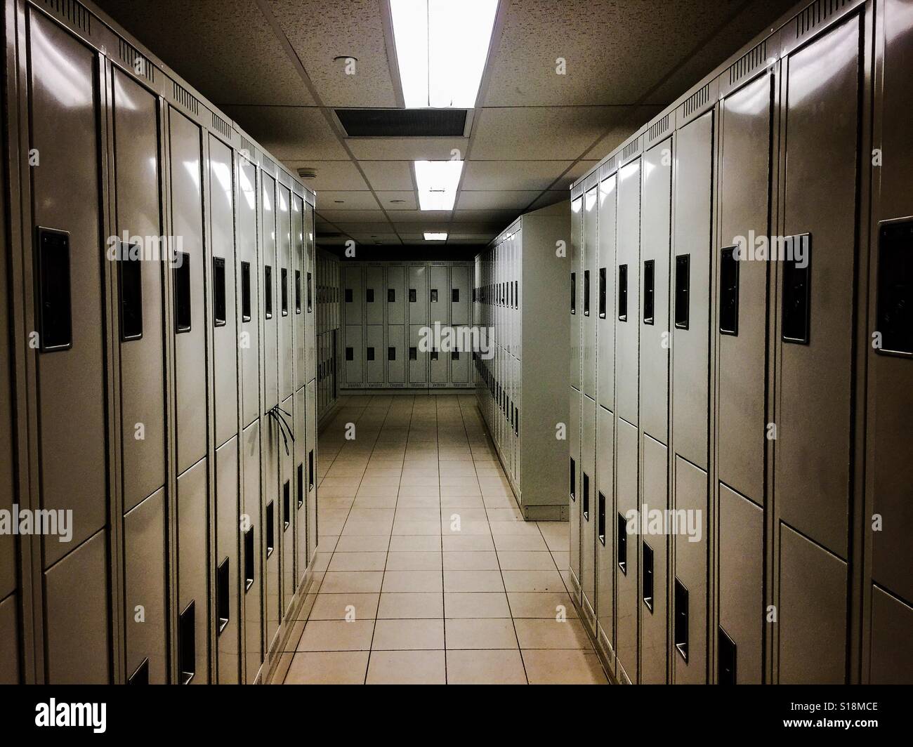 School Hallway With Lockers And People