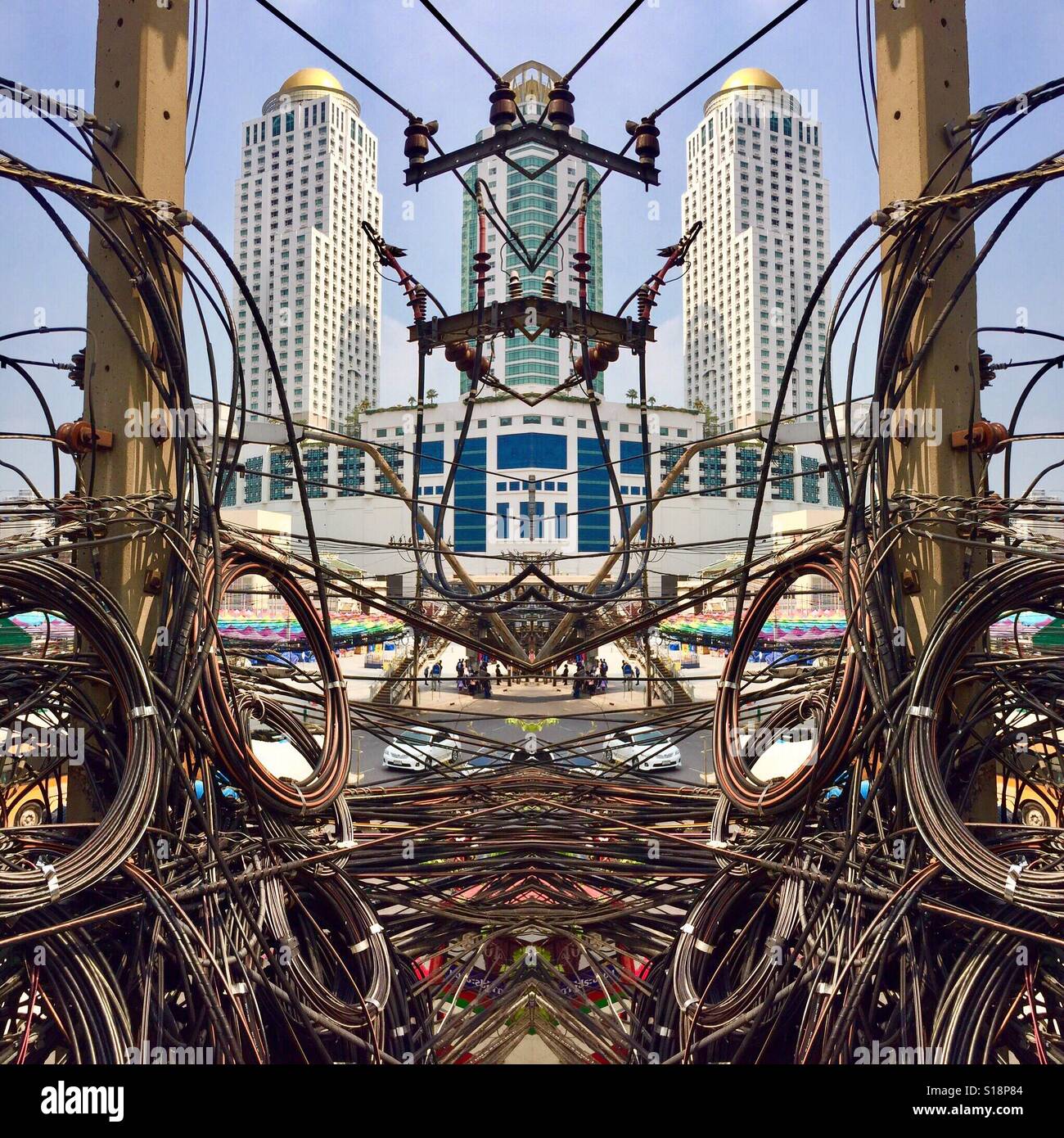 Cables and buildings Stock Photo - Alamy