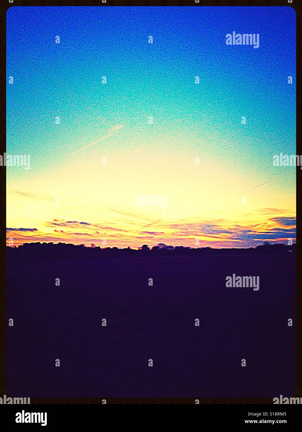 Random Sunset Via A Moving Car Stock Photo - Alamy