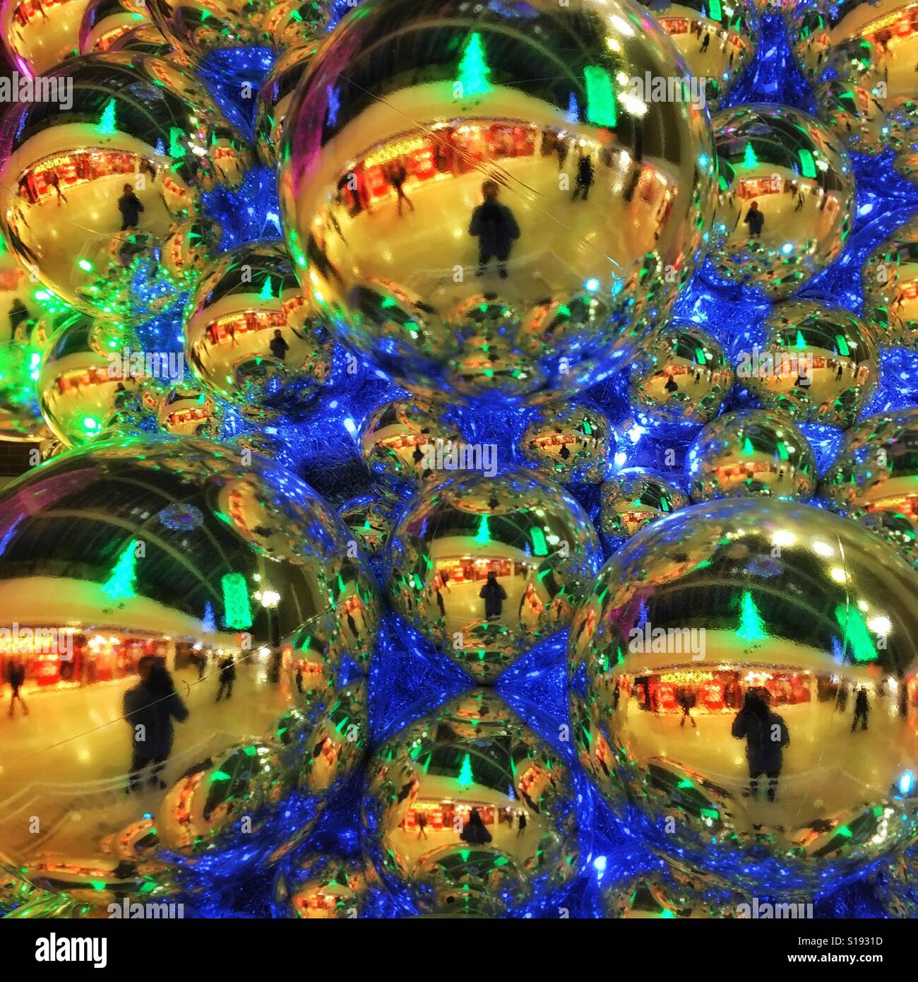 Reflections on baubles Stock Photo - Alamy