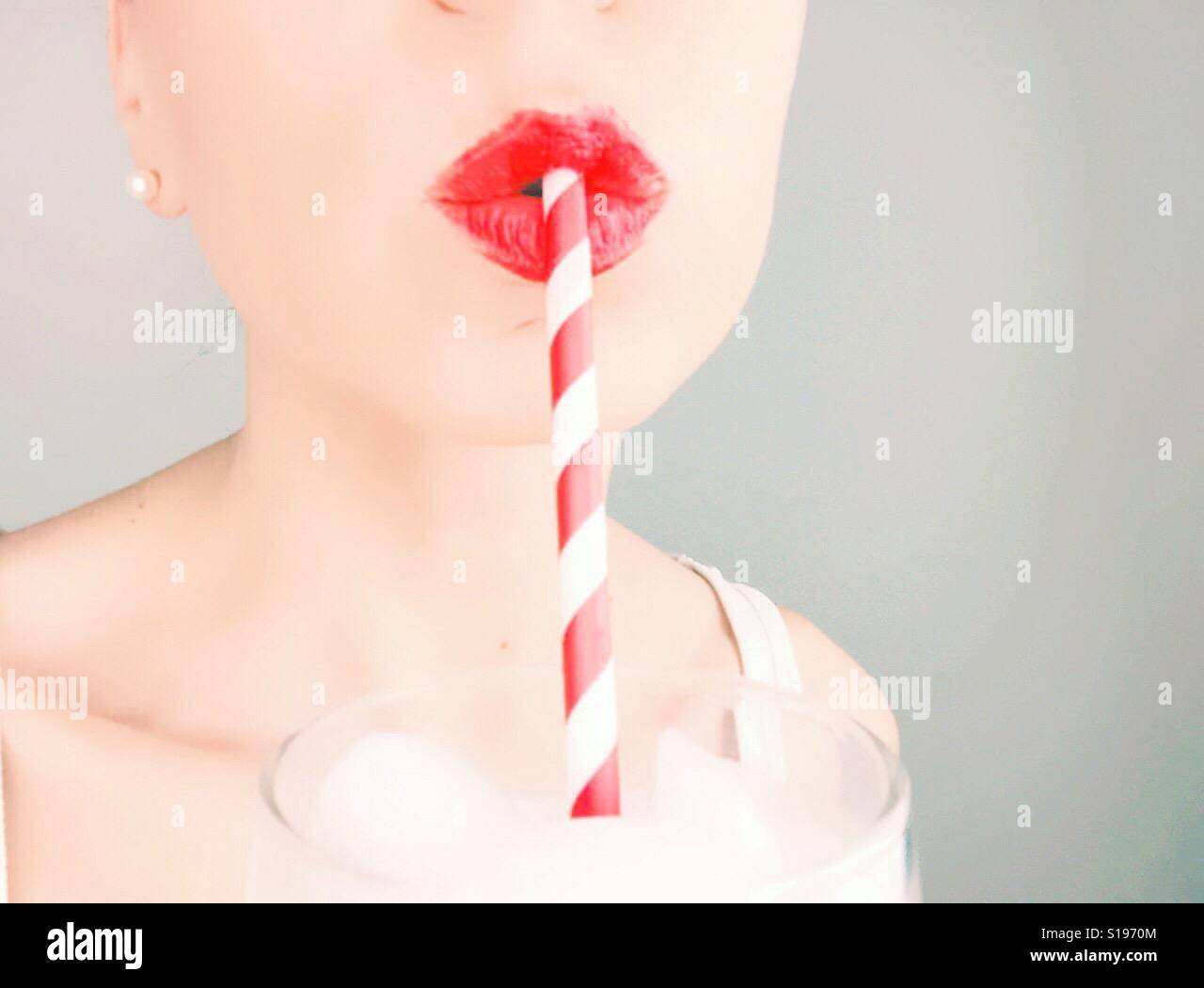 Female wearing bright red lipstick hi-res stock photography and images ...