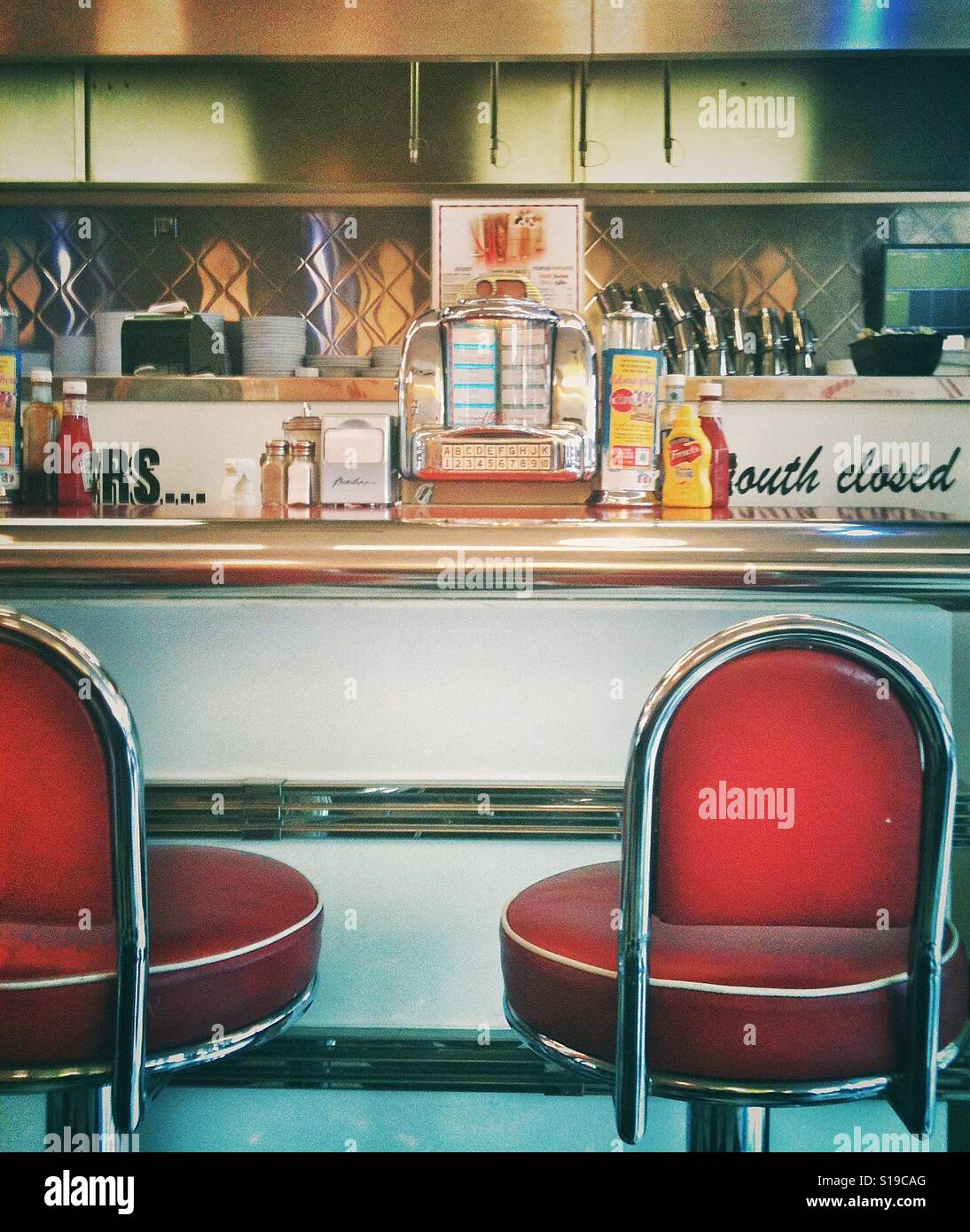 The interior of an American Diner Stock Photo - Alamy