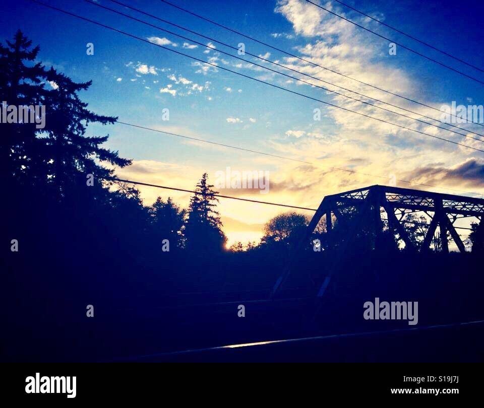 Bridge at sunset Stock Photo - Alamy