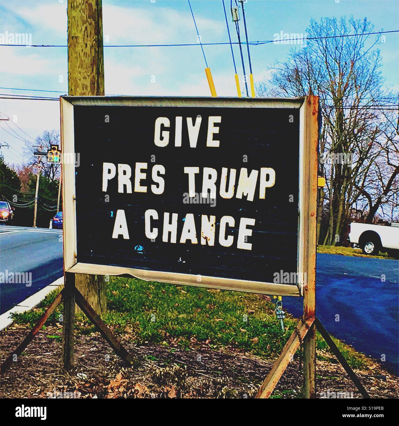 Trump support sign in front of a business in a small town in ...