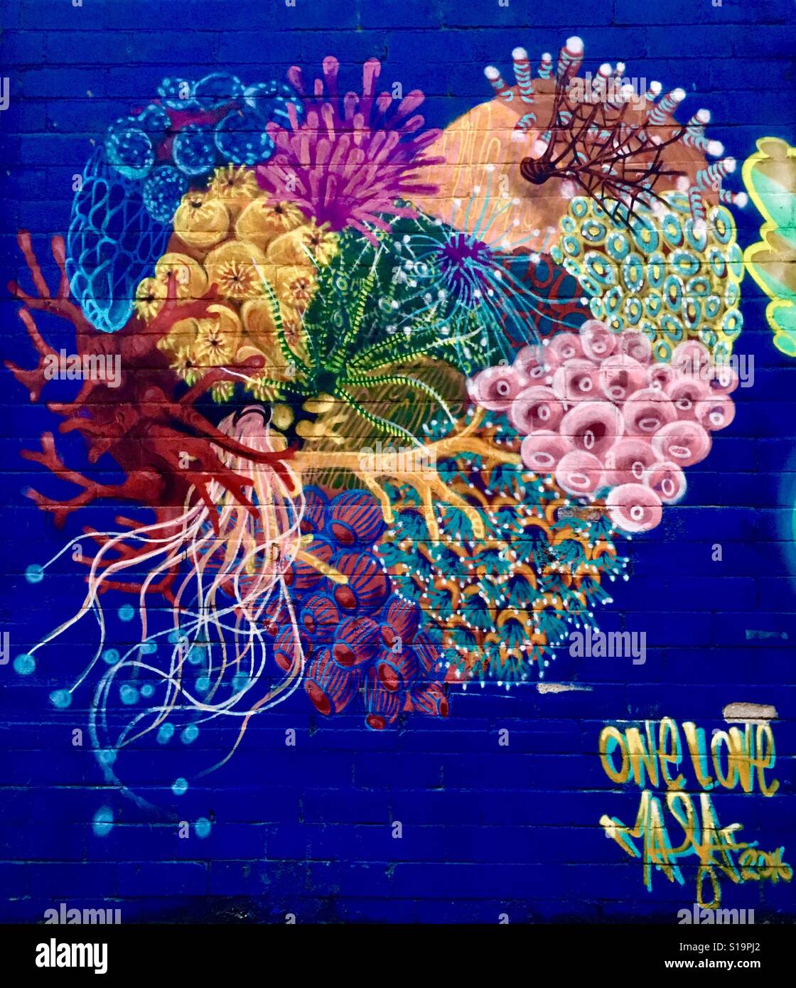 Coral Heart Street Art Tooting, London Stock Photo - Alamy