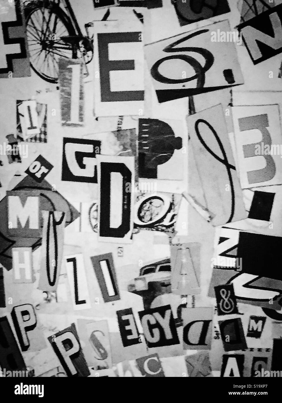 Cut out alphabet letters Black and White Stock Photos & Images - Alamy