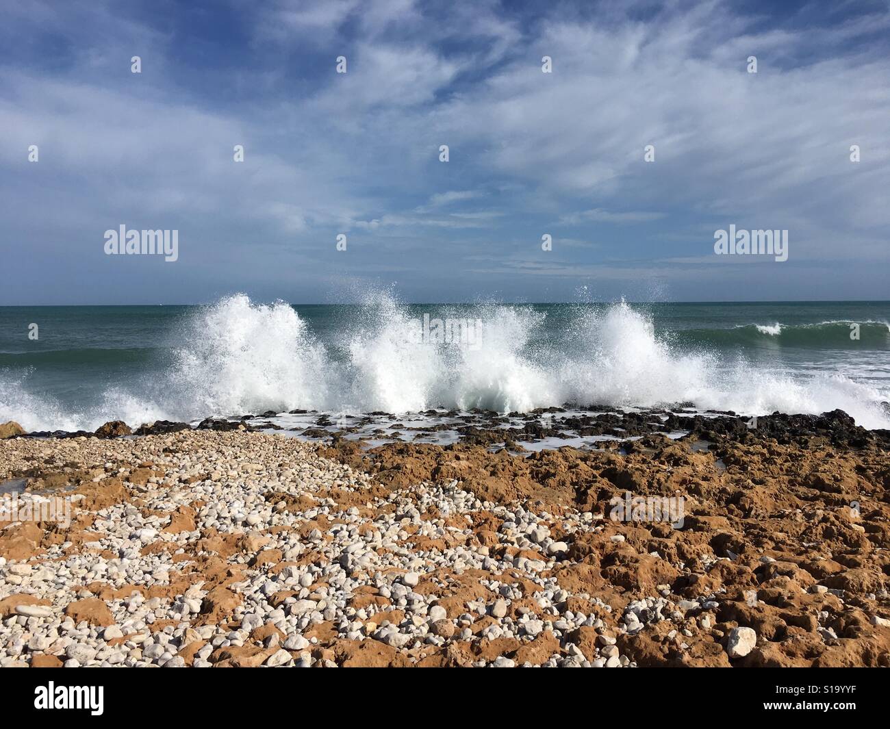 Waves at the beach of the Meditteranean Sea, Spain Stock Photo - Alamy