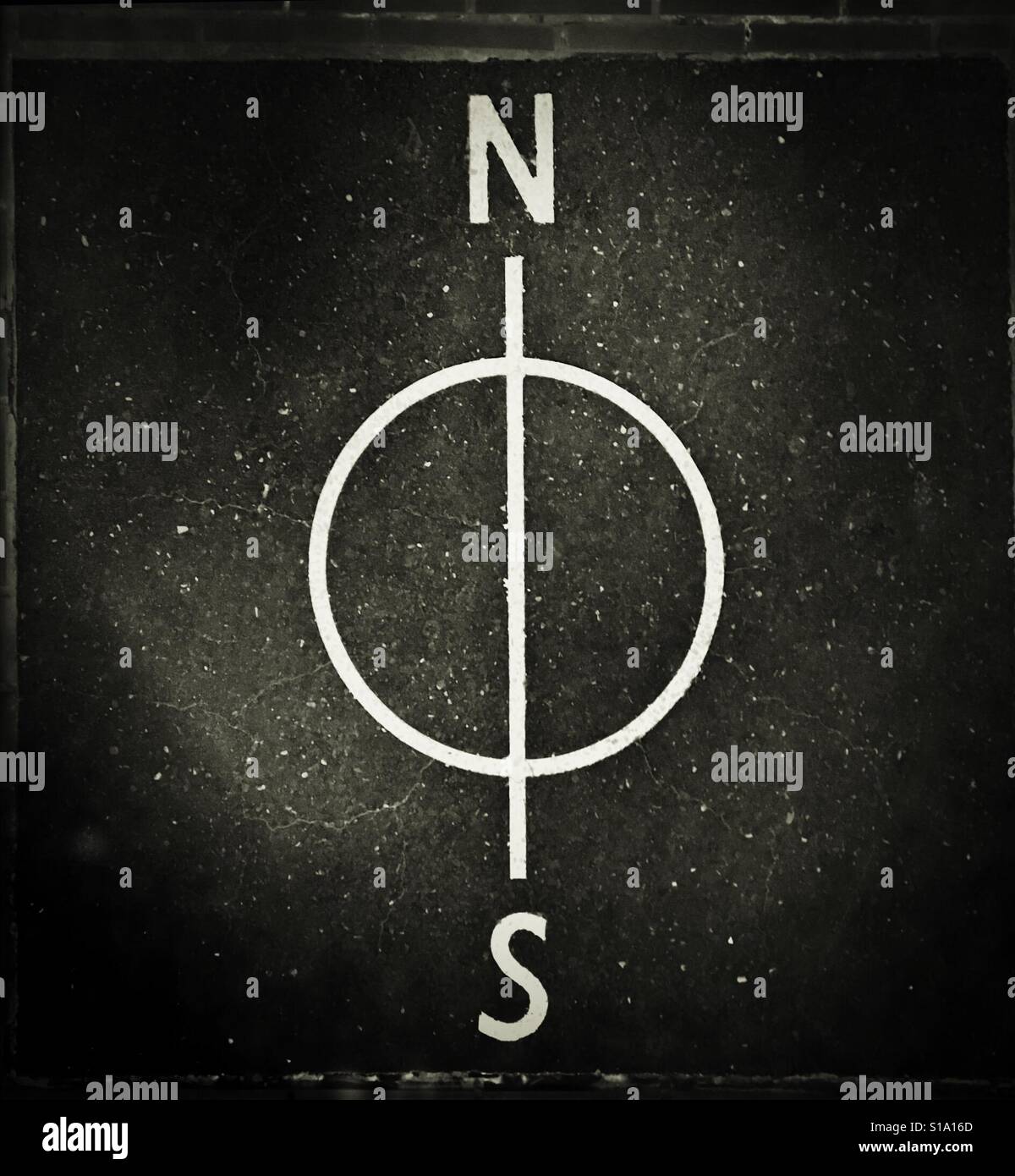 North N and South S of compass on ground Stock Photo - Alamy