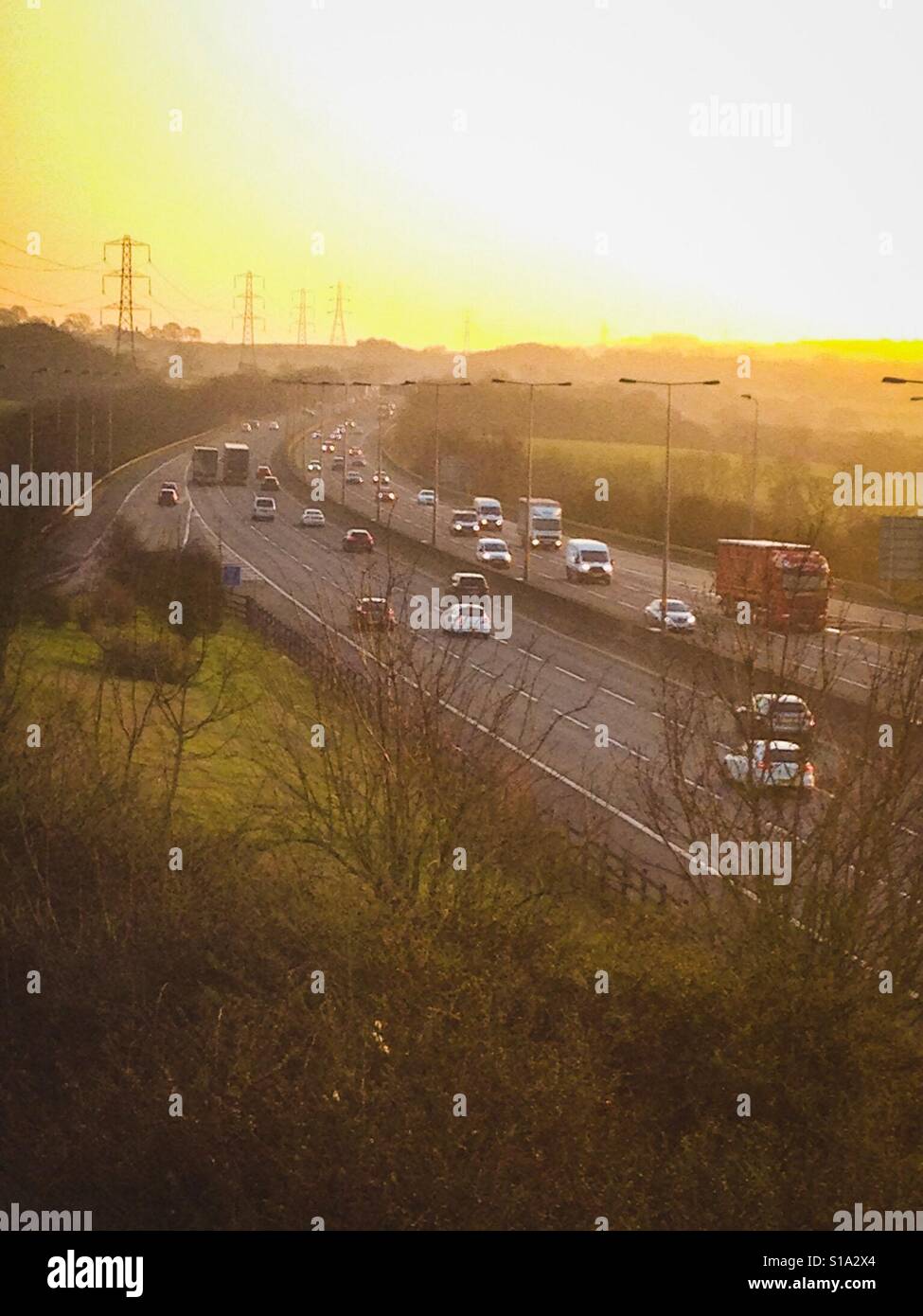 The M5 motorway at sunset Stock Photo - Alamy