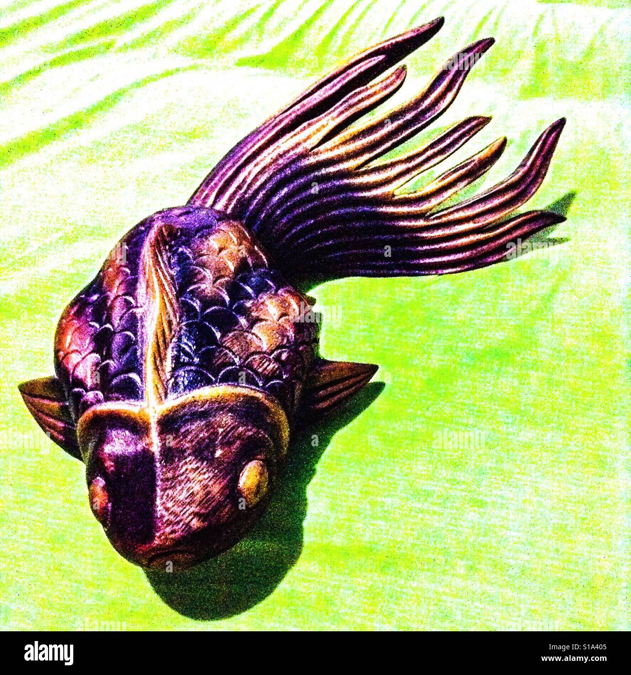 Fish painted wood Stock Photo - Alamy