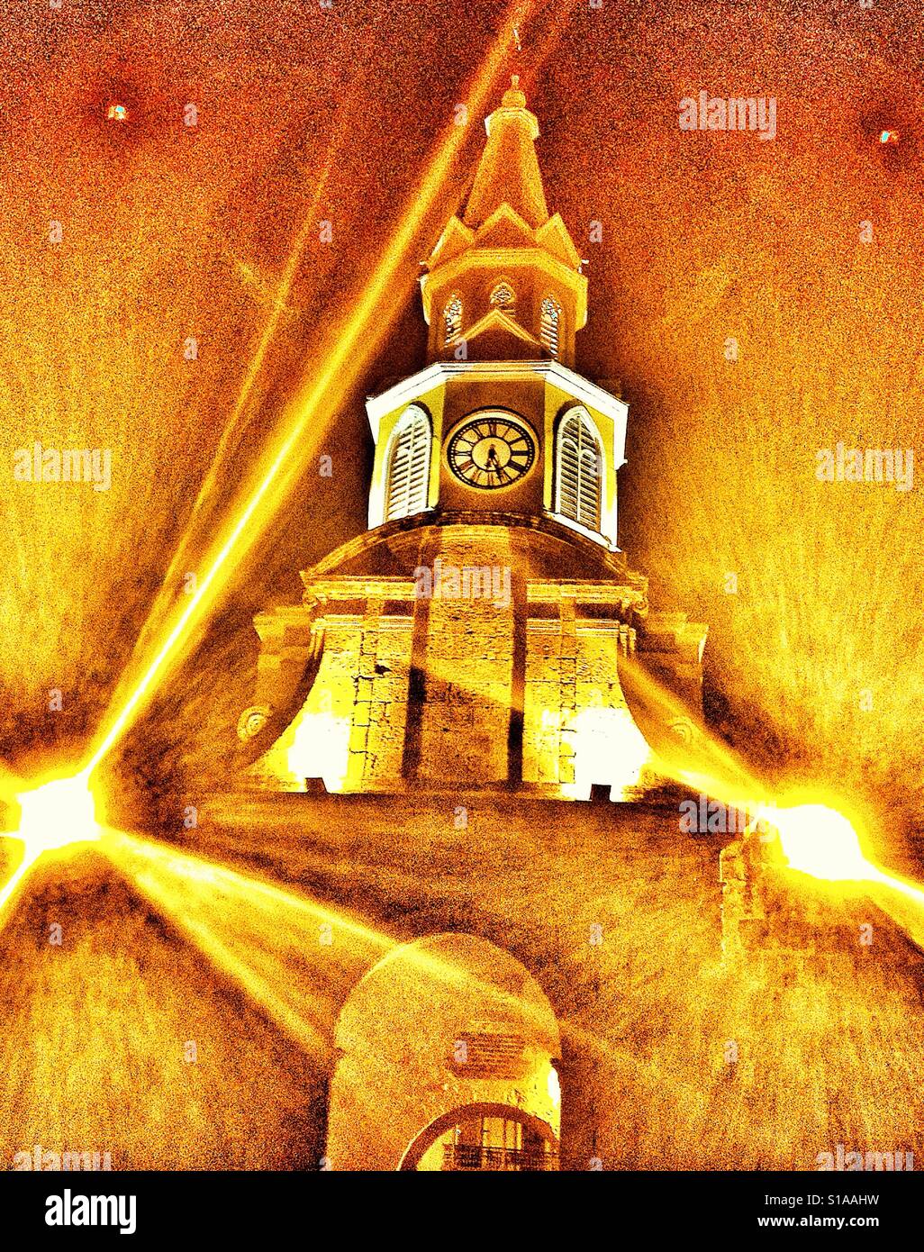 Clock tower (torre del reloj) Cartagena, Bolivar, Colombia, South ...