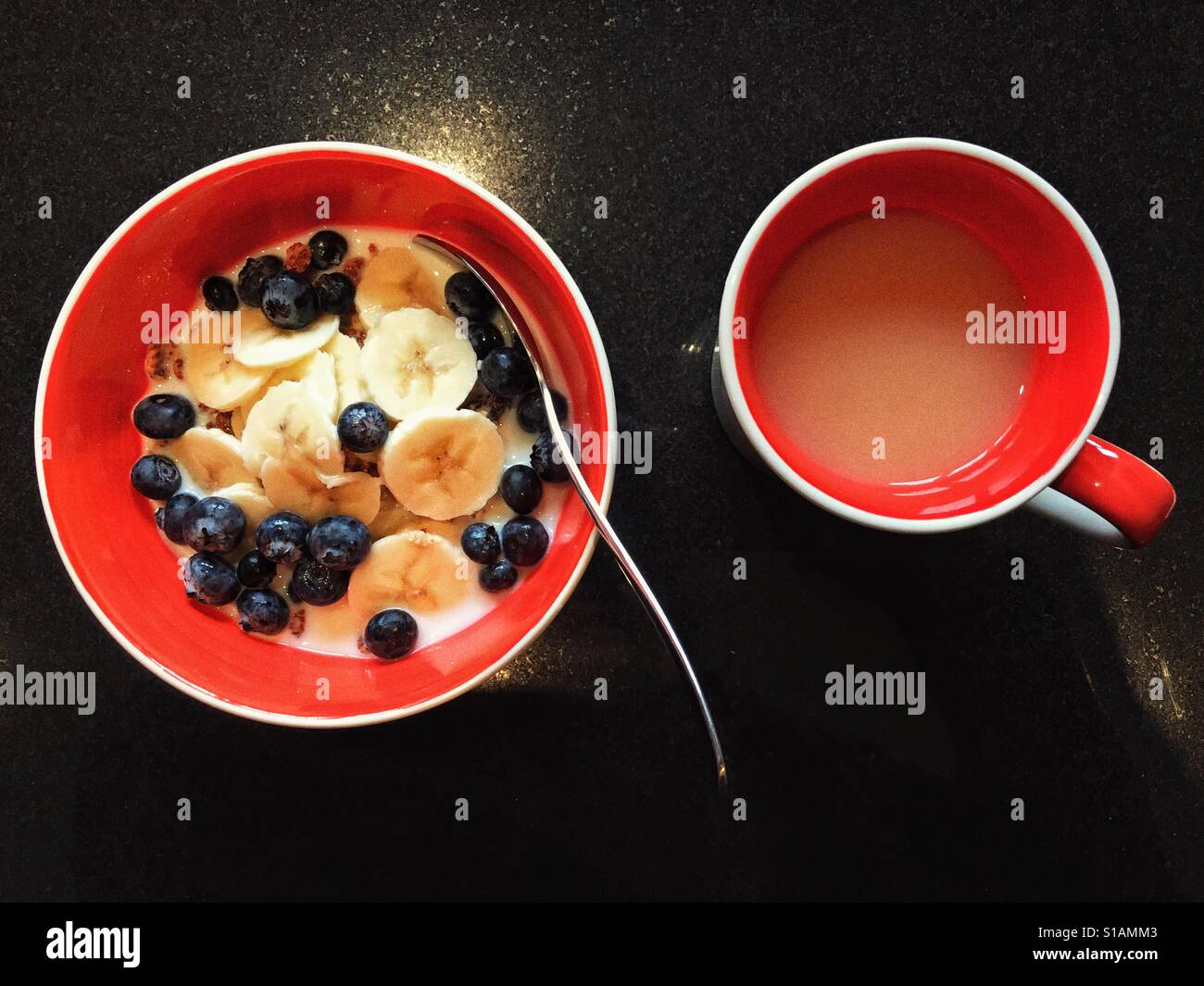 Hot cup of tea with cereal for breakfast hi-res stock photography and ...