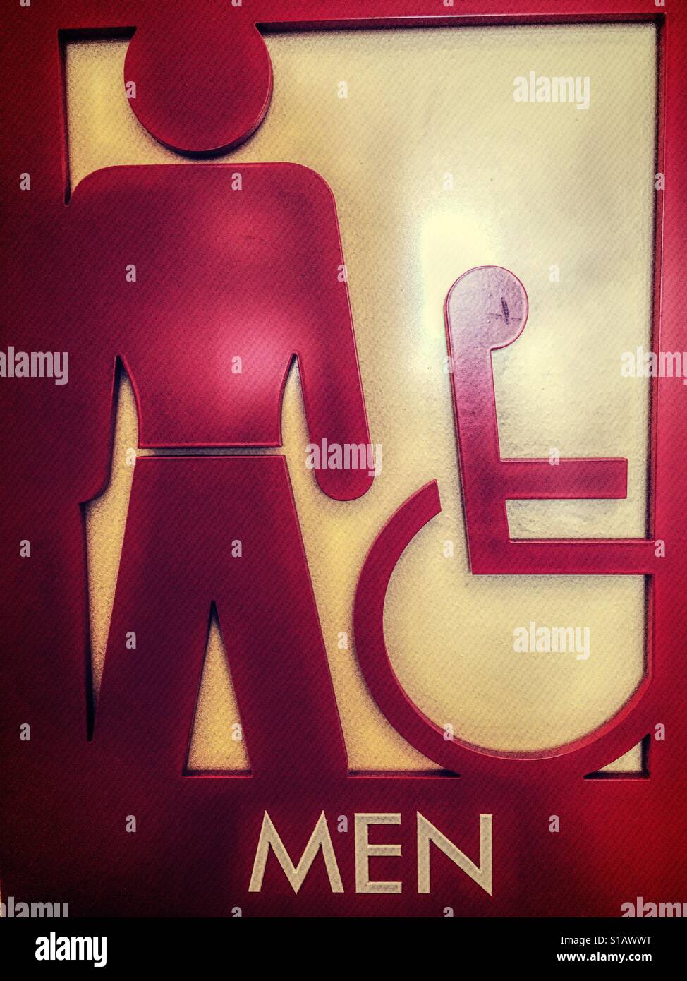 Men's room sign with American disabilities act symbol, USA Stock Photo ...