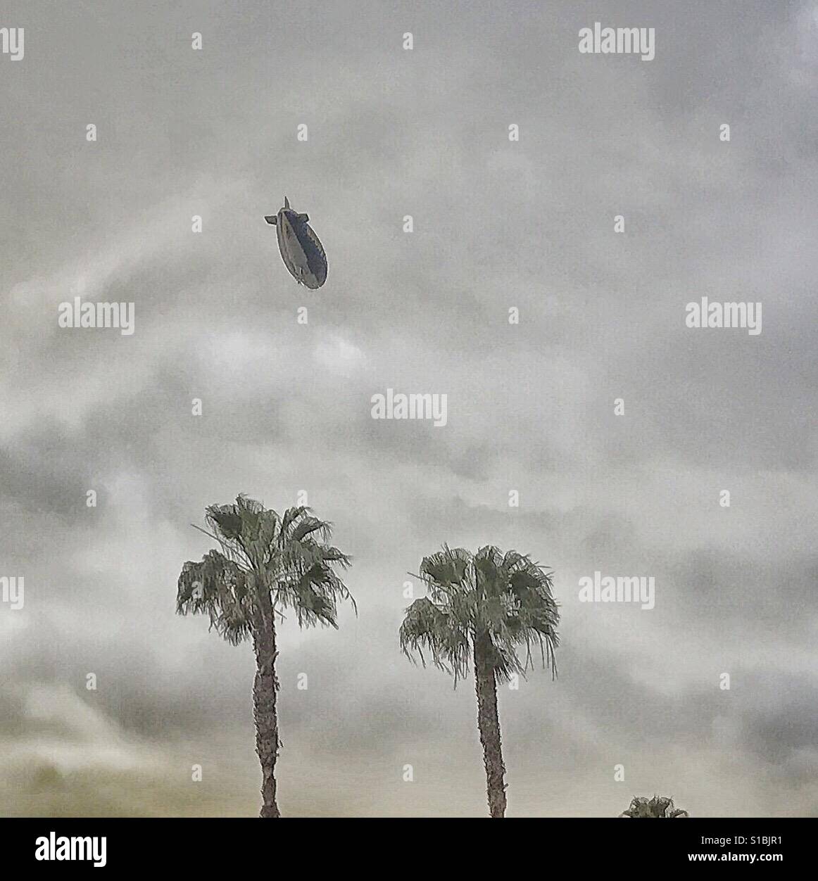 The Goodyear blimp on one of its final flights over Hollywood ...