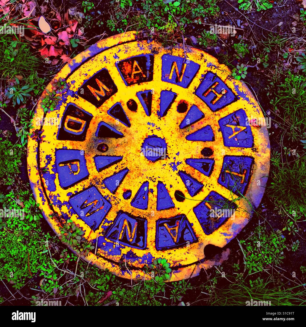 Vintage Department of Public Works DPW Manhattan active manhole cover ...