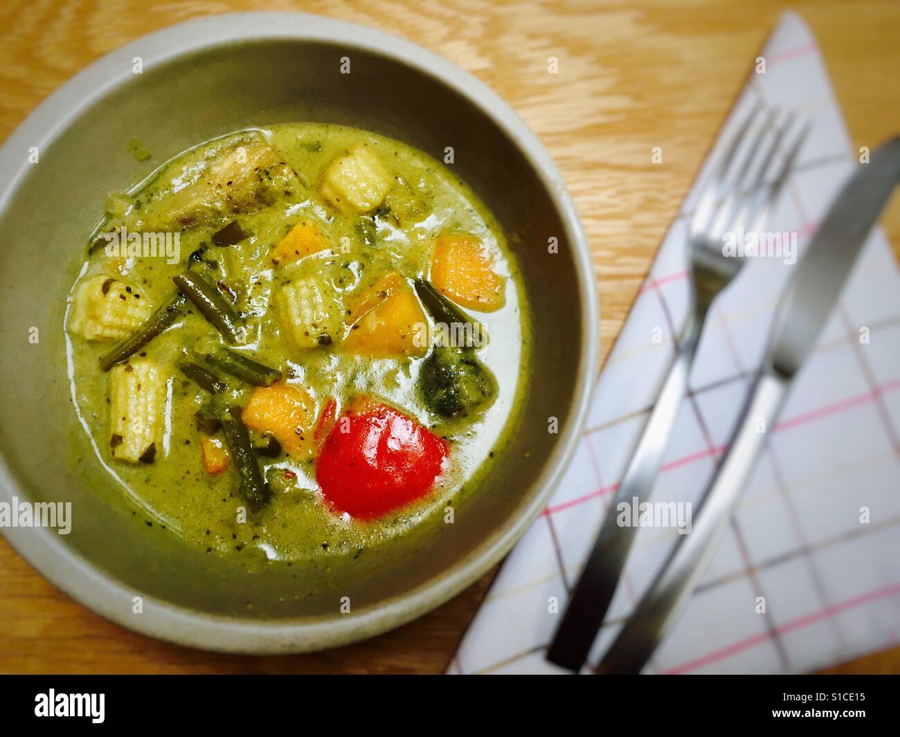 Waitrose Asian Green Thai vegetable curry Stock Photo - Alamy