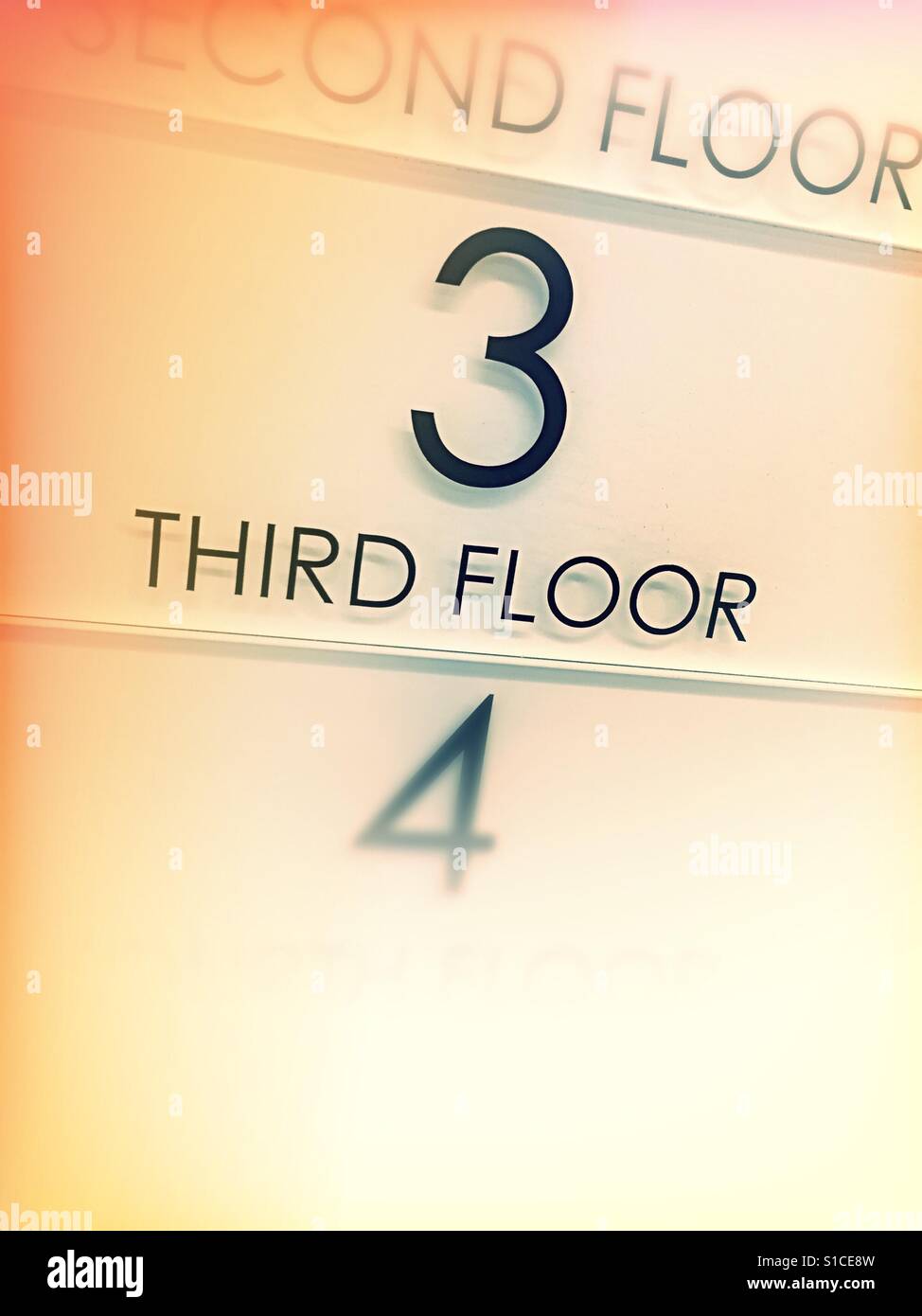 Sign of third and fourth floors, USA Stock Photo - Alamy