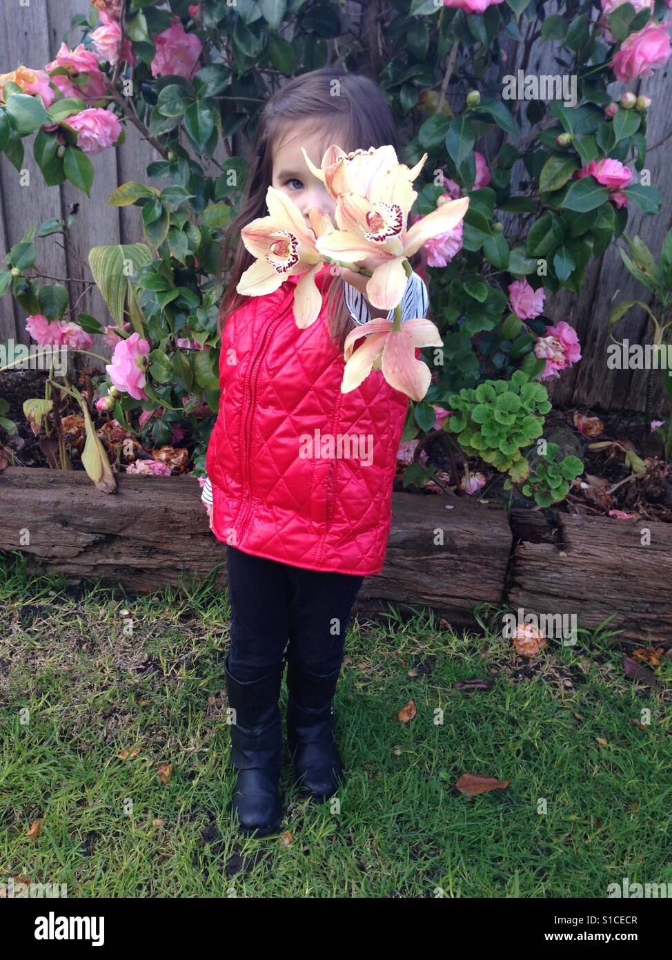 Child with flowers hi-res stock photography and images - Alamy