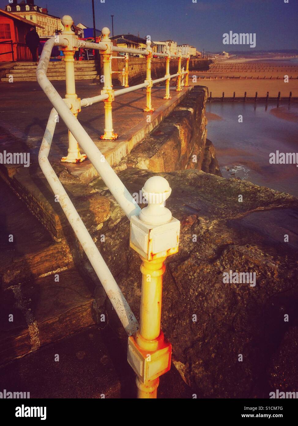 Rusty railing Bridlington harbour East Yorkshire England UK Stock Photo ...