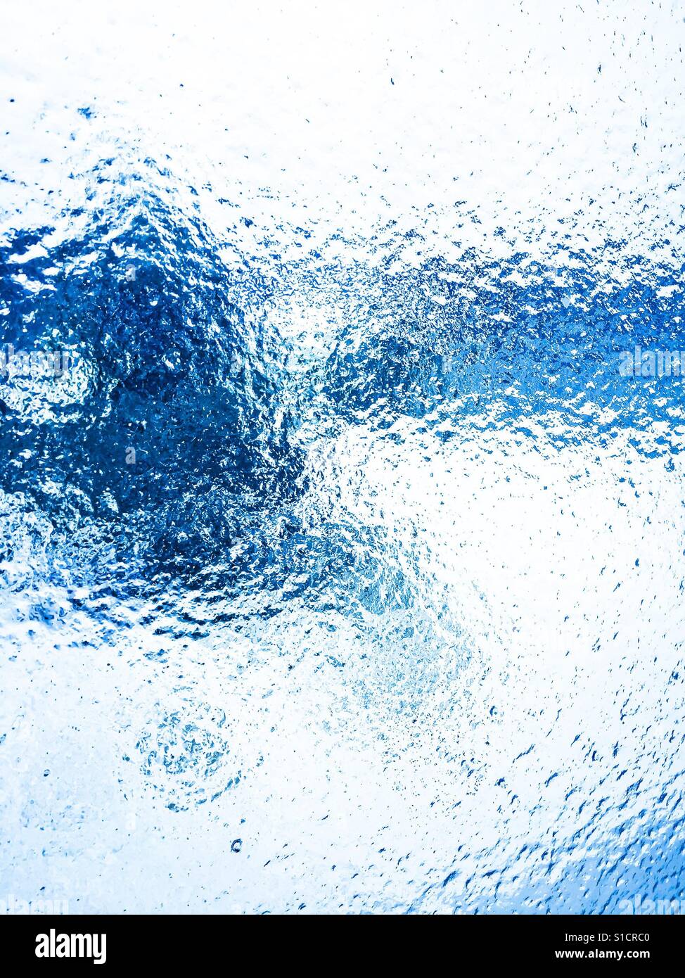 Clear window pane after freezing rain. Trace of cold winter. Textured ...