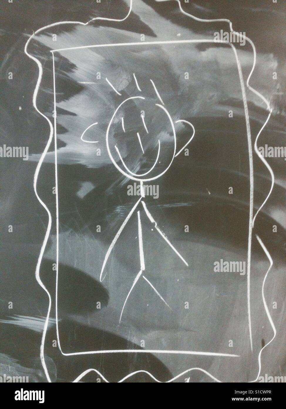 Stick Figure drawn with chalk on a green chalkboard Stock Photo - Alamy