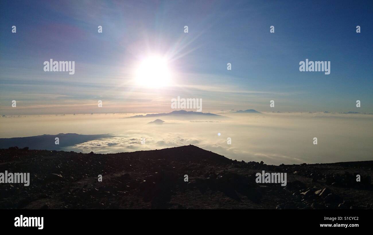 Sun View From the Highest Volcano Mountain in Java Stock Photo - Alamy