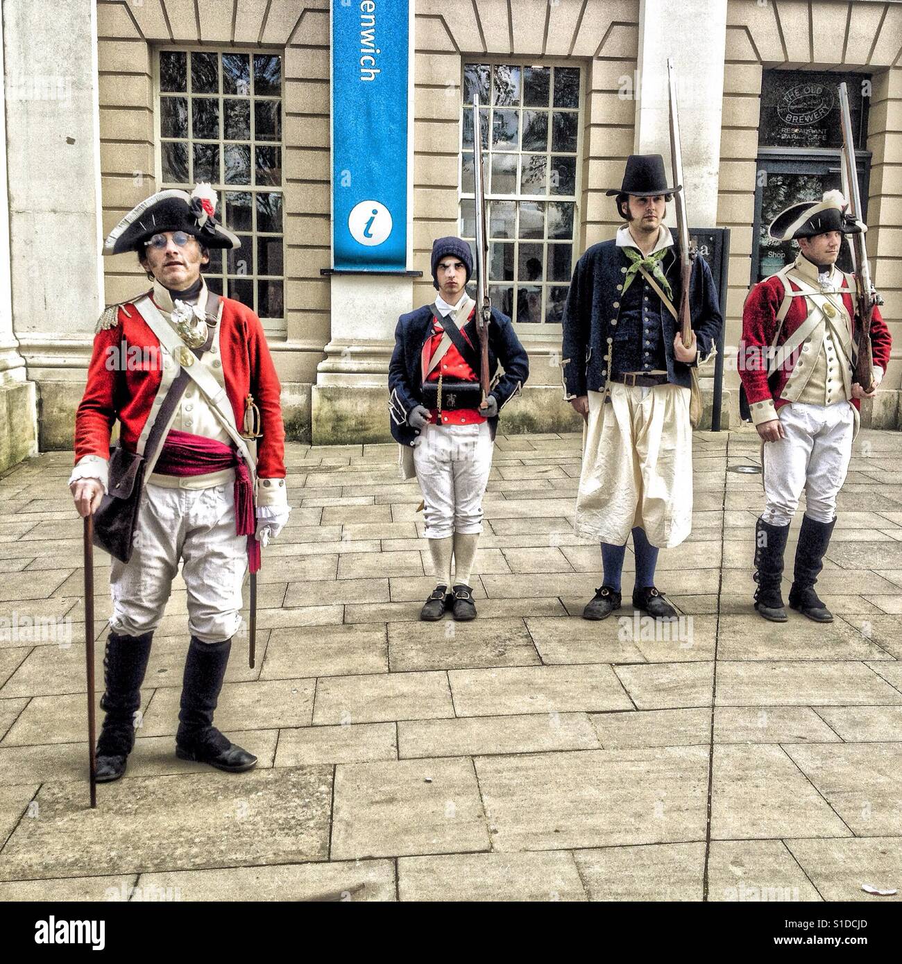 Historic Recreation of Georgian Soldiers doing rifle drill Stock Photo ...