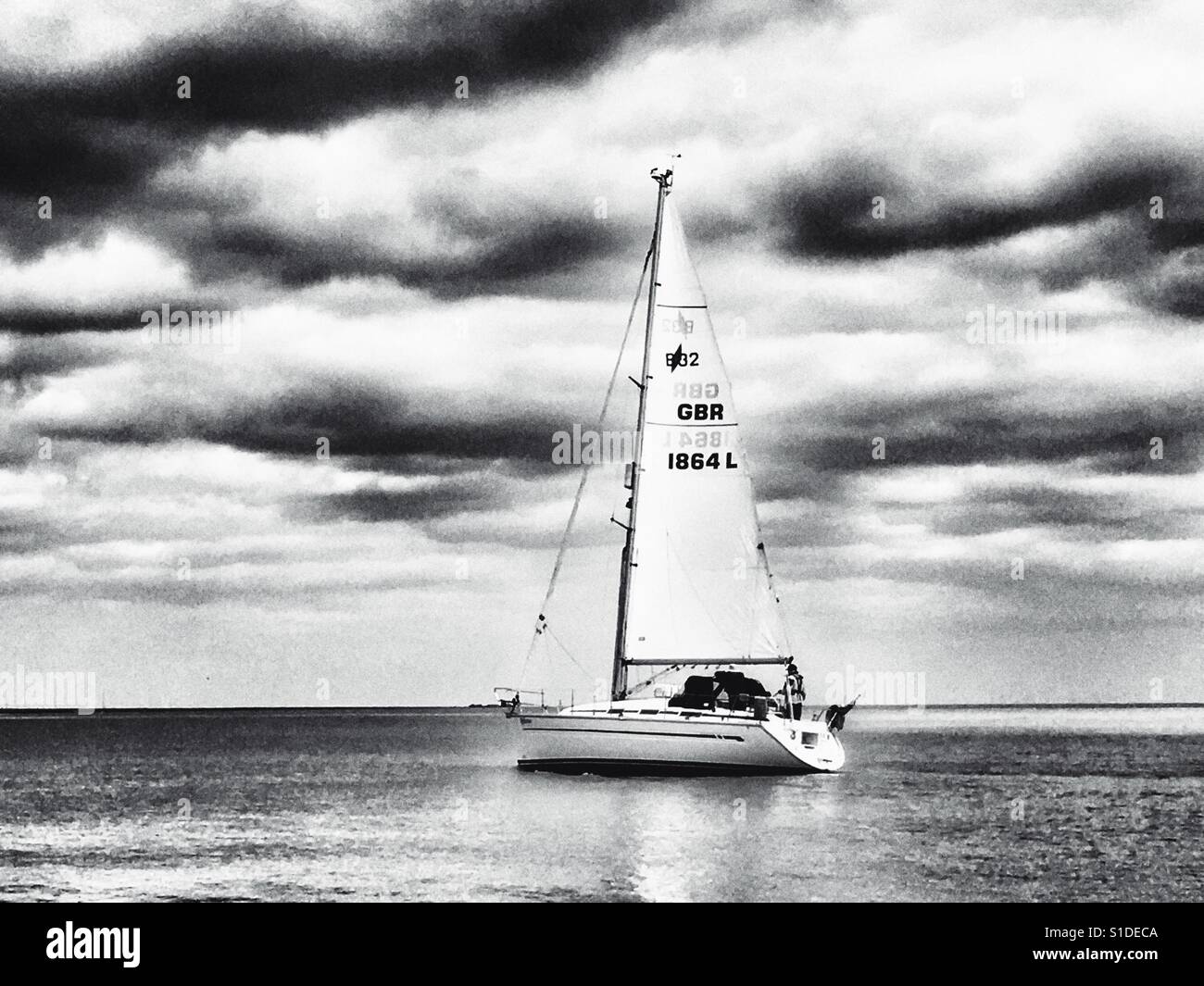 Ocean going yacht sailing on the North Sea close to Shingle Street ...